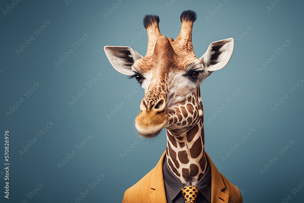 Studio photo portrait of a giraffe in business clothes, concept of ...