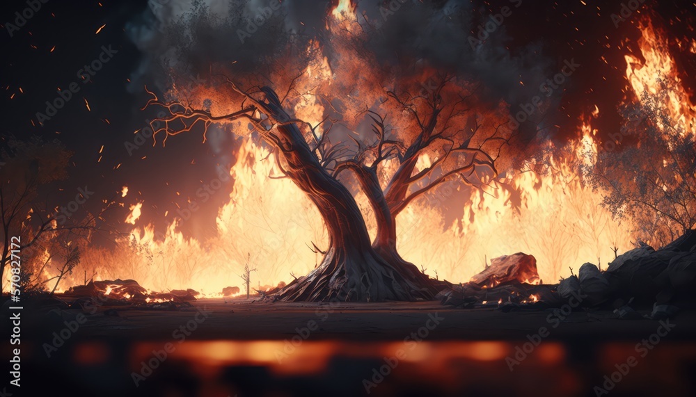 Wildfire Blaze Destroys Forest Landscape: Stunning Visual of Intense ...