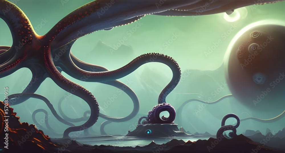 outer planet space fantasy landscape alien environment with giant ...