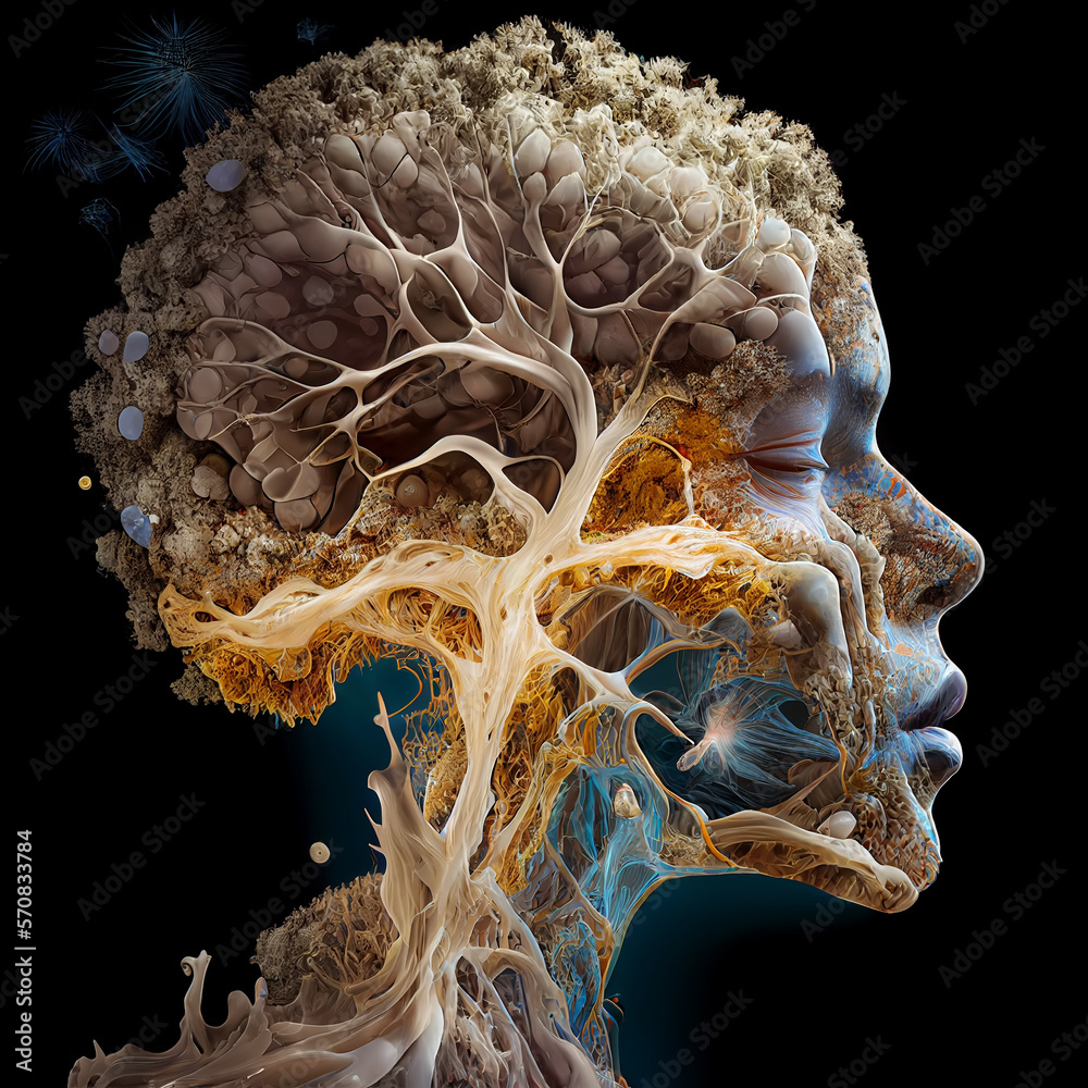 expansion of fungal mycelium in the human body, Generative AI Stock ...