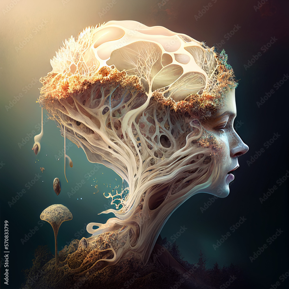 expansion of fungal mycelium in the human body, Generative AI ...