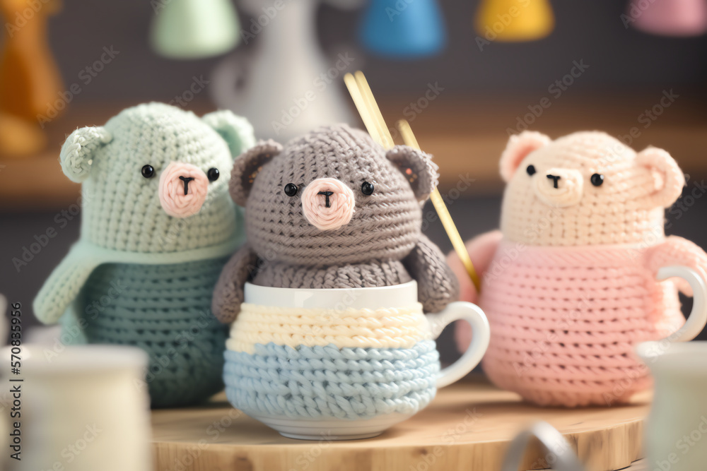 knitting art illustration with cute bear object suitable for children's ...