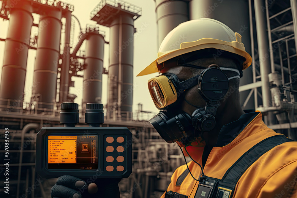 Engineer technician worker wearing safety PPE uniform that reading and ...