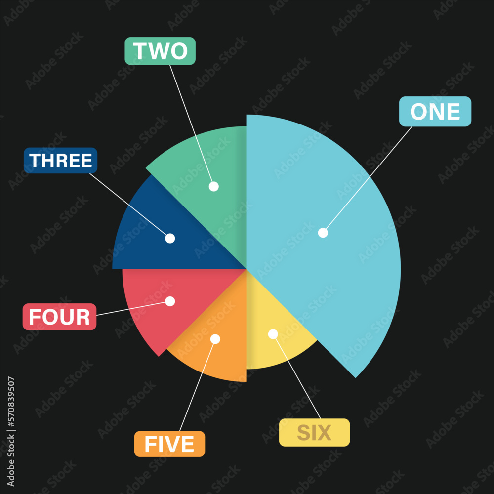 Modern Pie Chart Infographic Design Elements, Round Diagram On Black ...