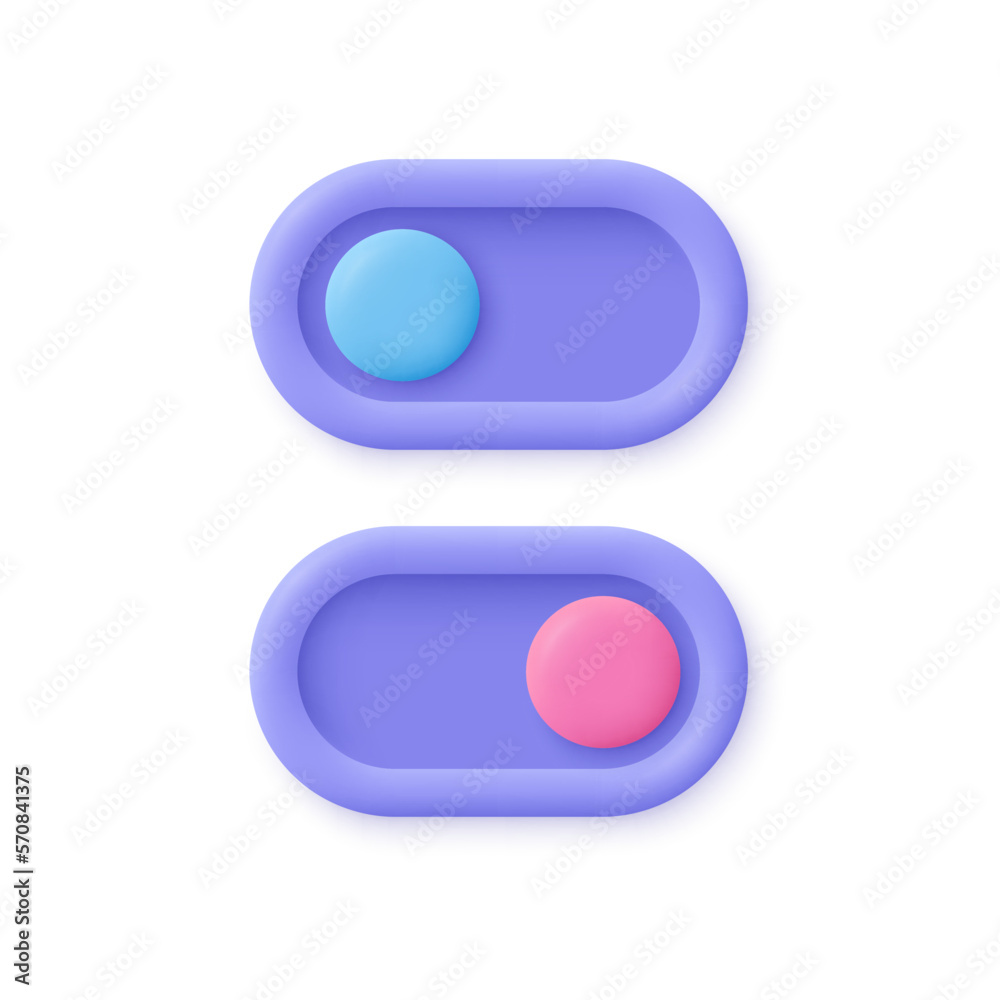On Off toggle switch interface buttons. 3d vector icon. Cartoon minimal style. Stock Vector ...