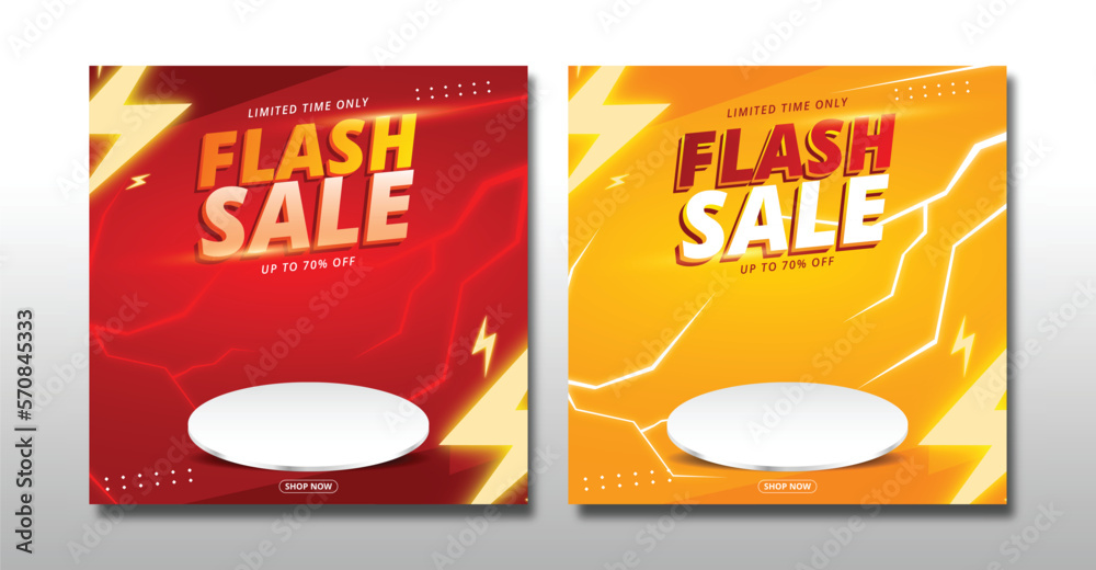 Flash Sale banner or poster with Flash icon and text on different ...