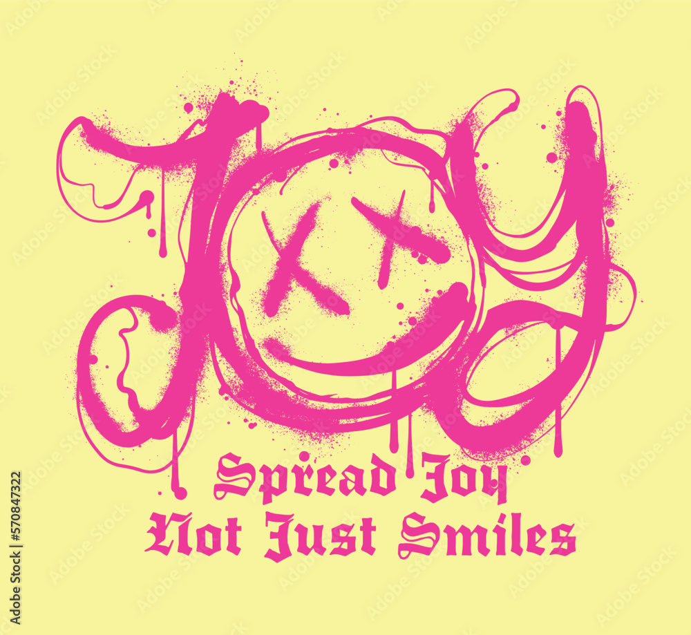 Slogan print design featuring illustration of a happy face and Joy ...