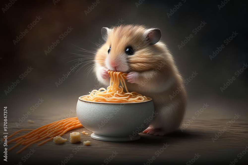 Hamster Eating Spaghetti