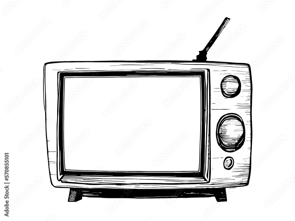 A cute charming ink sketch drawing illustration of an old retro vintage ...