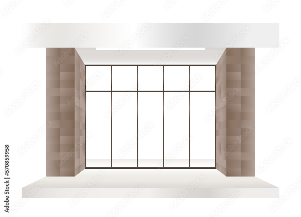 Realistc, vector background. Shop, office glass window. Branding ...