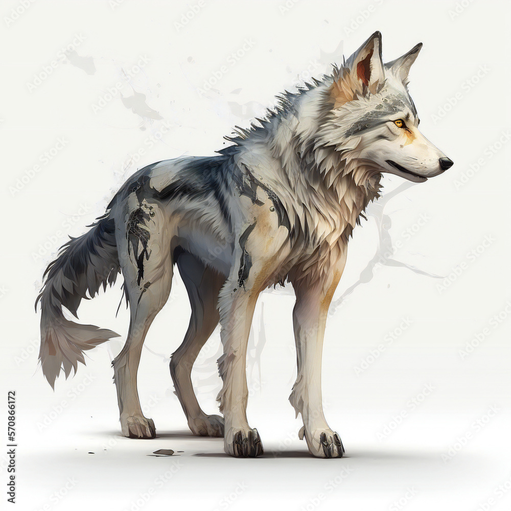 full body wolf , illustration, very highly detailed, isolated on blank ...