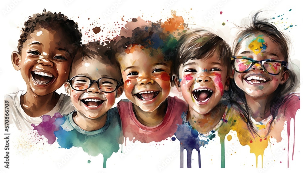 happy children in the kindergarten, group of little cute smiling ...