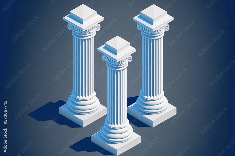 Illustration of an isometric column used as a symbol for architecture ...