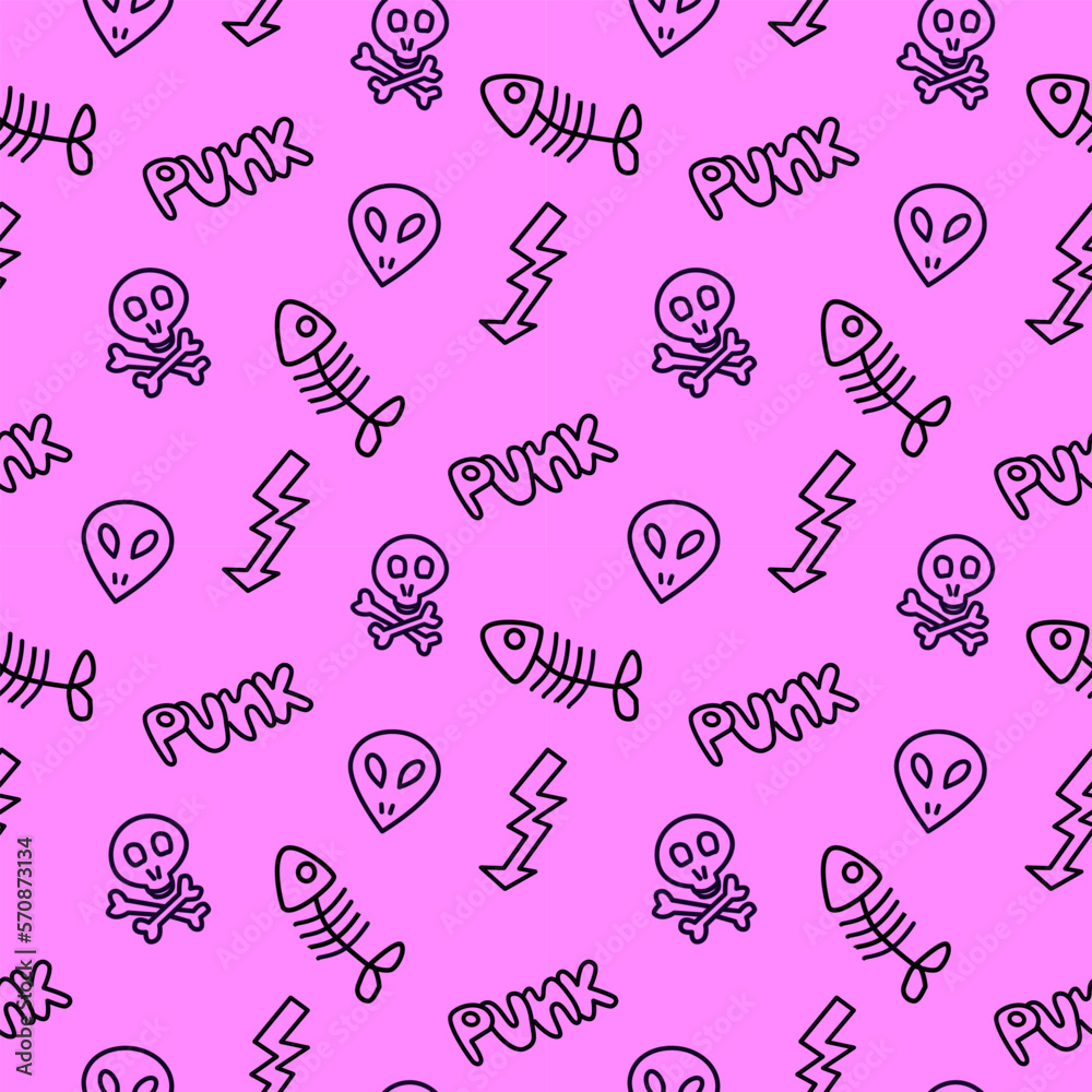 2000s emo girl kawaii style seamless pattern texture background with ...