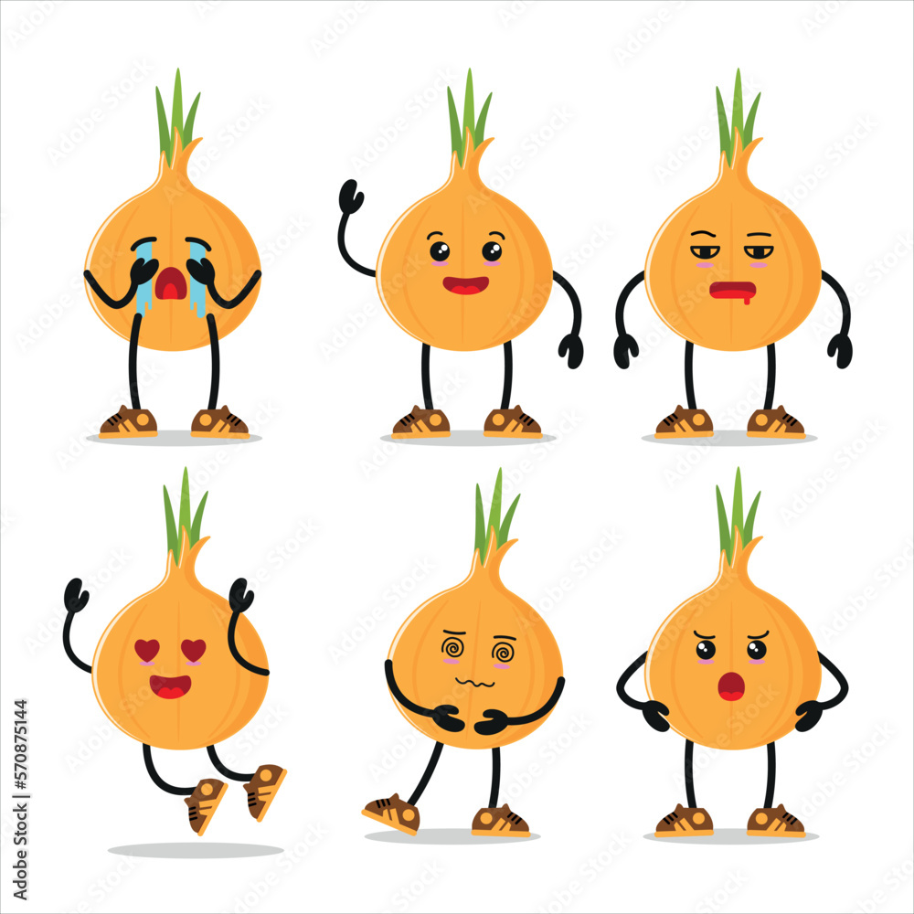 Cute onion mascot icon vector illustration flat cartoon concept for kid ...