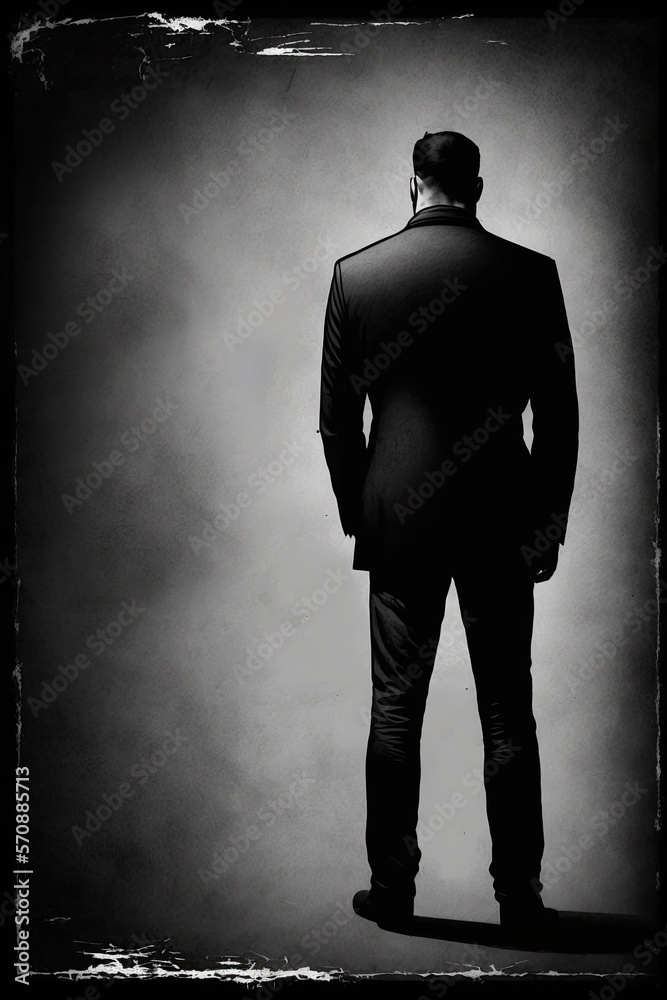 Generative AI Illustration.A gloomy dark concept of a dark figure of a ...