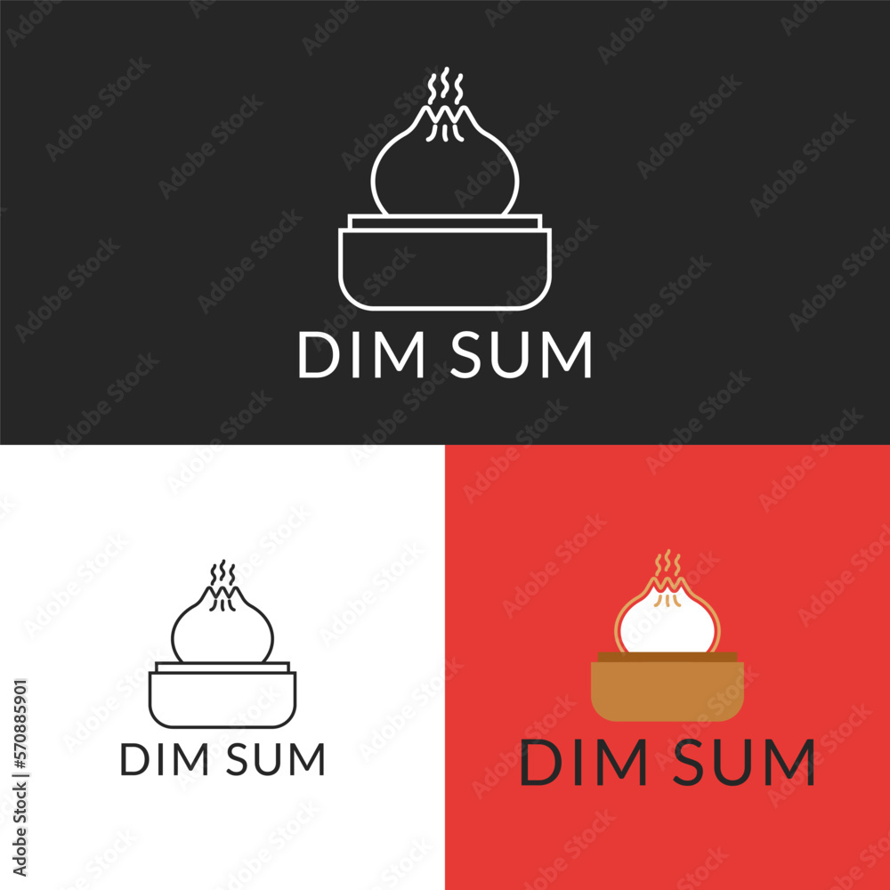 Vector logo design template and emblem or badge. Asian food - dim sum ...
