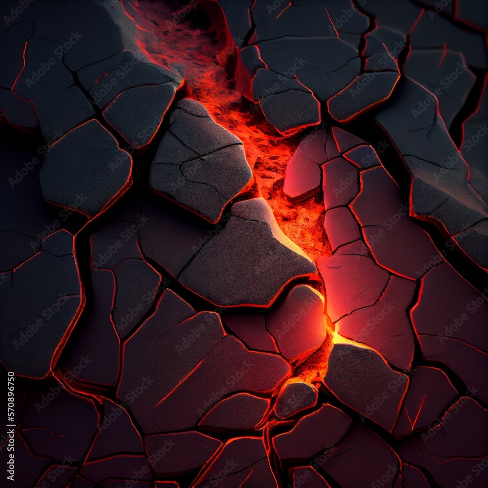 Volumetric rock texture with cracks. Red & Black stone background, Hot ...