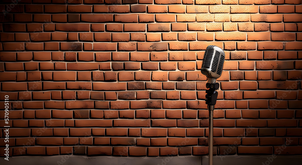 Poster background for stand up comedy stage microphone with reflectors ...