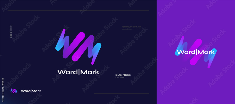 Abstract W and M Initial Logo Design with Colorful Blend Style. WM ...