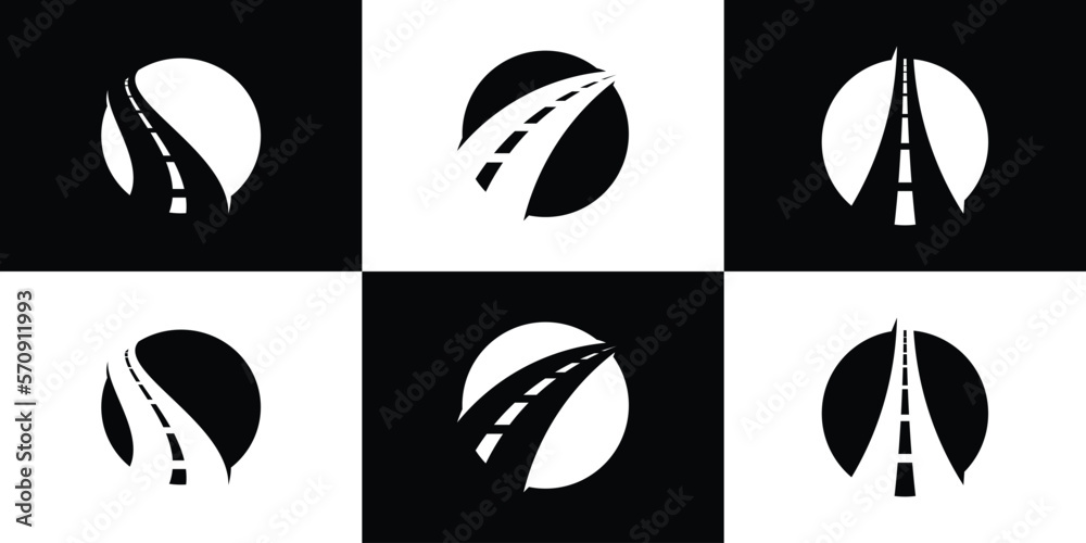 logo design road abstract in circle icon vector illustration Stock ...