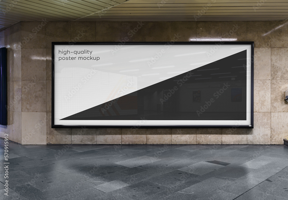 Street Outdoor Poster Advertising Mockup Template Subway Metro Stock ...