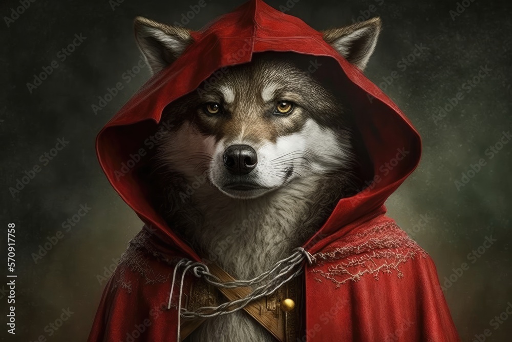 The Wolf in Sheep's Clothing - A Wolf Wearing a Little Red Riding Hood ...