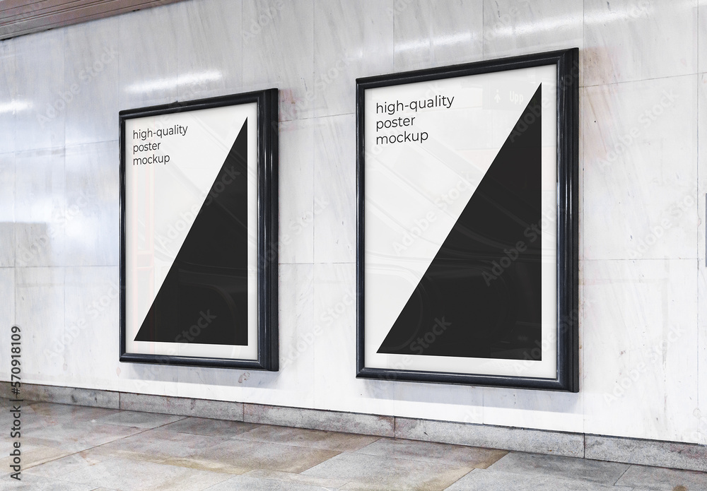 Street Outdoor Poster Advertising Mockup Template Subway Metro Stock ...
