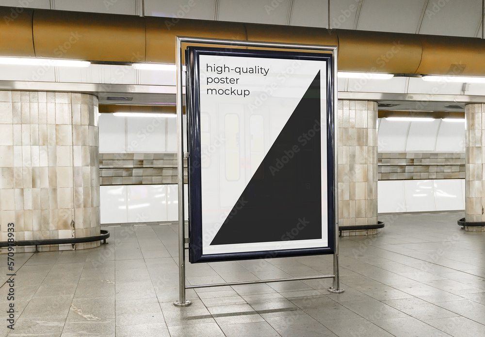 Street Outdoor Poster Advertising Mockup Template Subway Metro Stock ...