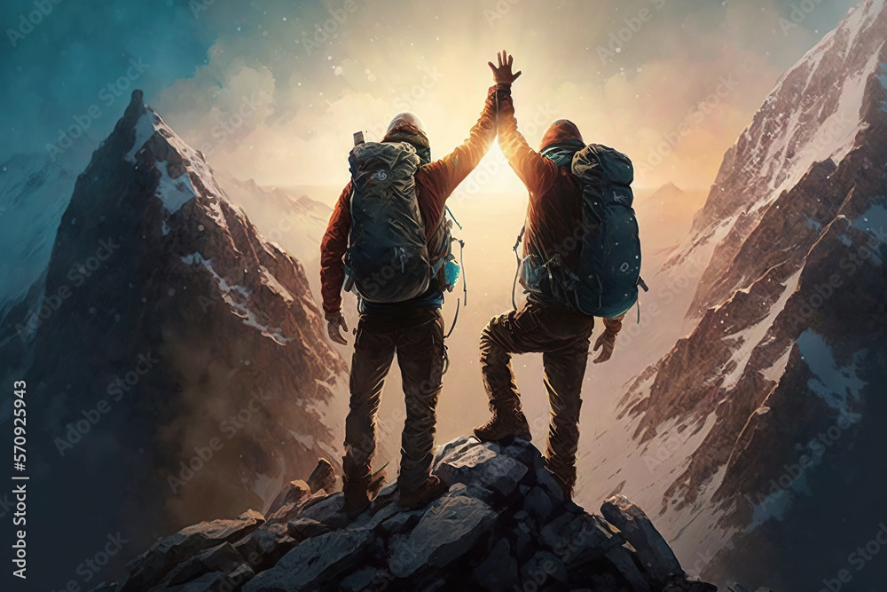 Den Gipfel erklimmen, Climb the summit Stock Illustration | Adobe Stock