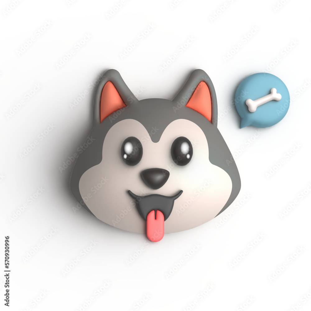 Face of Dog Front View Isolated on White Background. Cute Cartoon ...