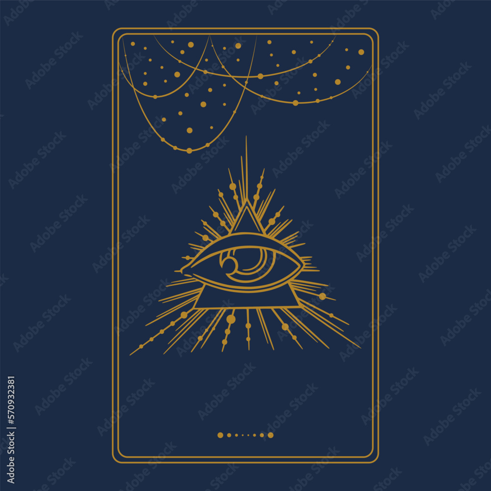 Tarot Aesthetic Golden Card With The Third Eye Engraved Tarot Design For Oracle Card Covers