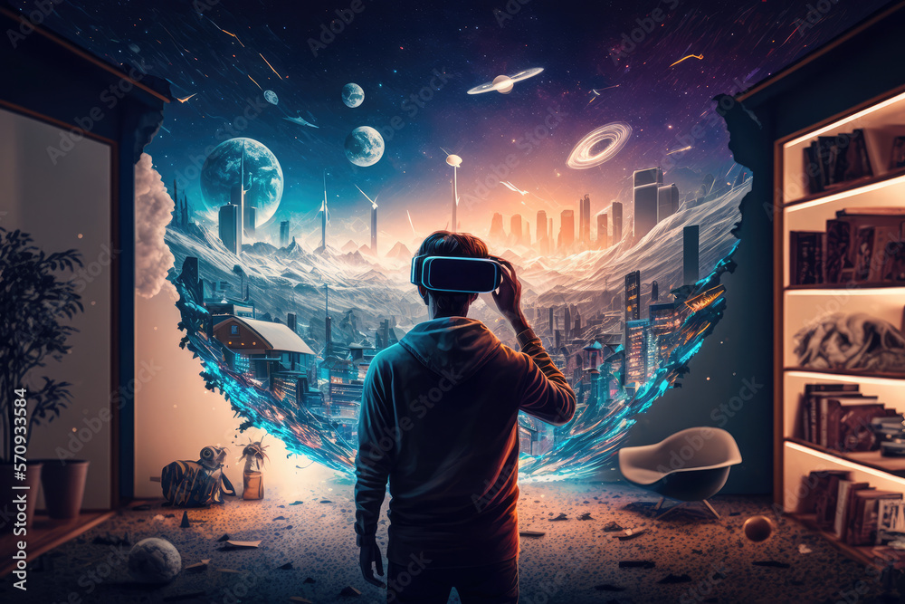 Metaverse concept with AR, VR, MR wallpaper Stock Illustration | Adobe ...