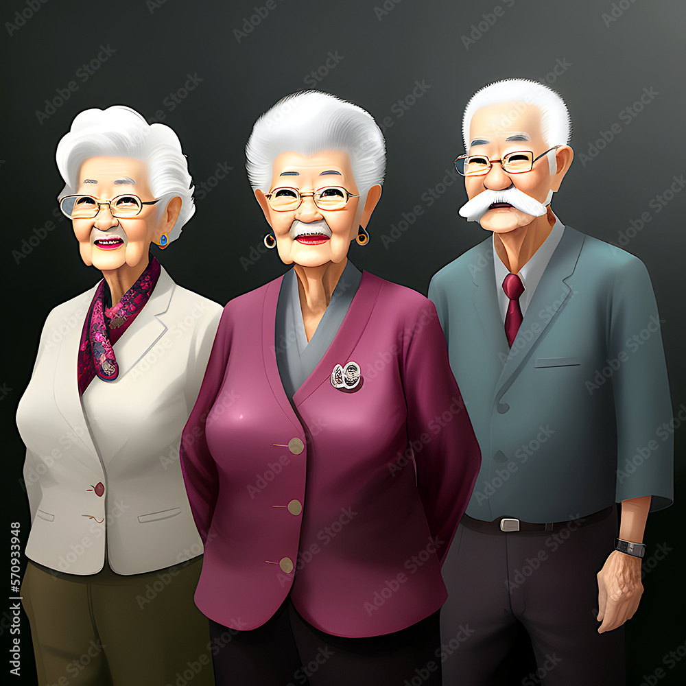Senioren Rentner Pensionäre in cartoon style - created with generative ...