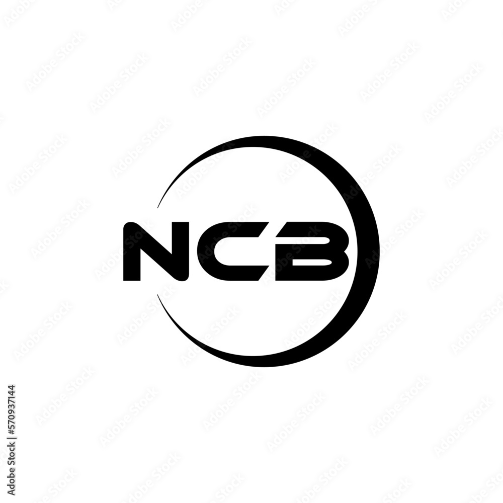 NCB letter logo design with white background in illustrator, cube logo, vector logo, modern ...