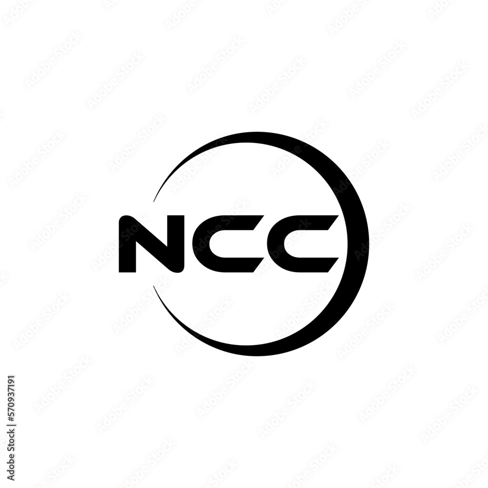 Vettoriale Stock NCC letter logo design with white background in ...