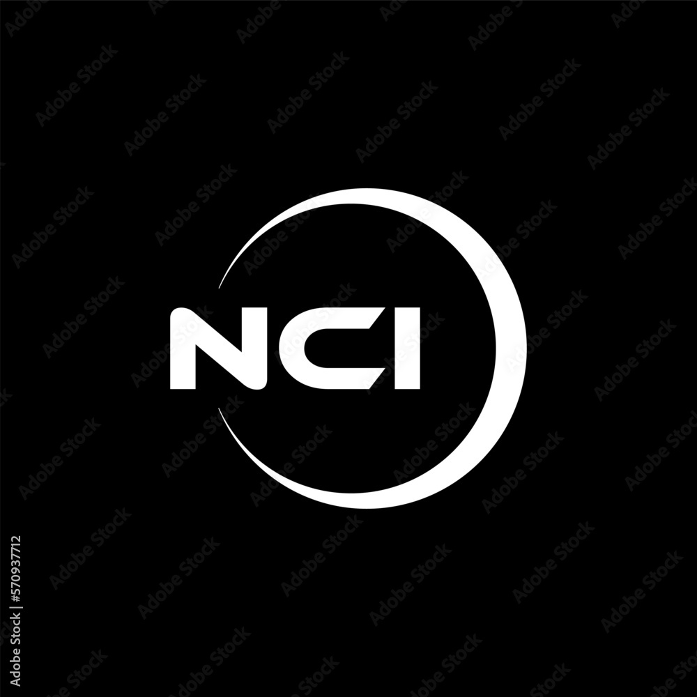NCI letter logo design with black background in illustrator, cube logo ...