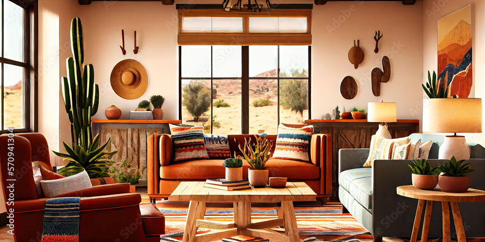 Southwestern living room interior design - influences of Mexican and ...