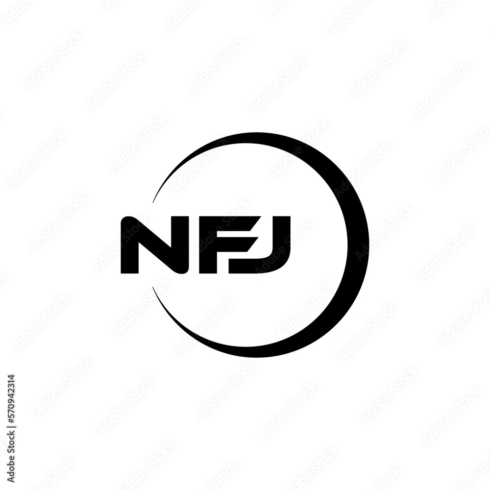 NFJ letter logo design with white background in illustrator, cube logo ...