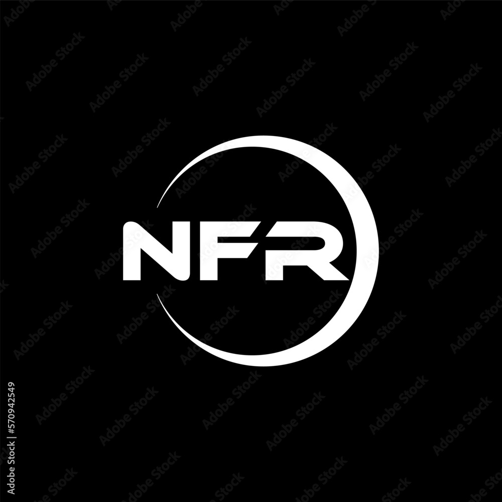 NFR letter logo design with black background in illustrator, cube logo ...