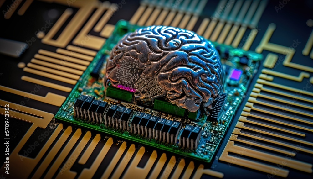 Human Brain As A Microchip Illustration Digitalization Business