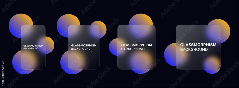 glassmorphism background banner with transparent glass frame template . Realistic Frosted glass ...