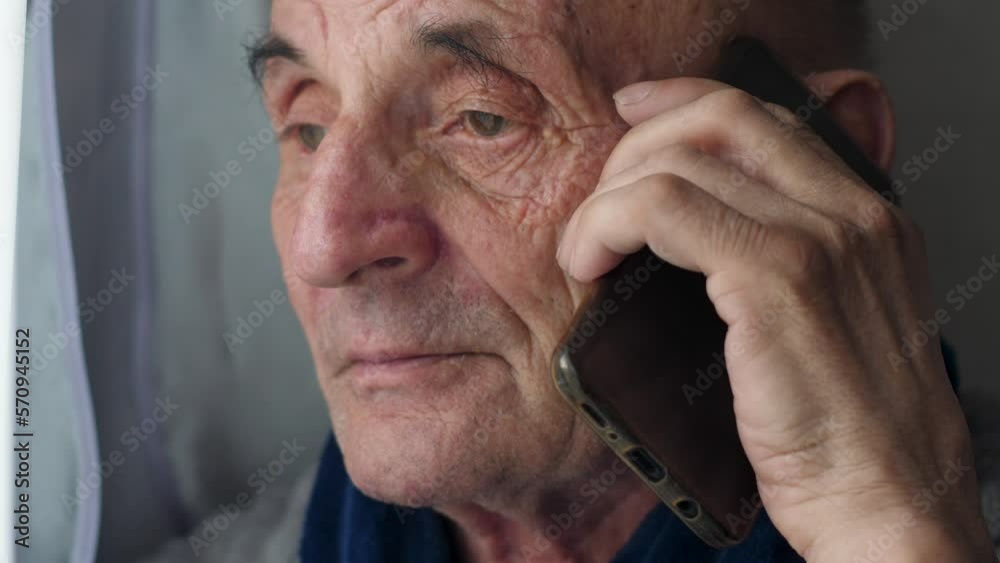 Vidéo Stock portrait of a sad Caucasian pensioner 70-79 years old ...