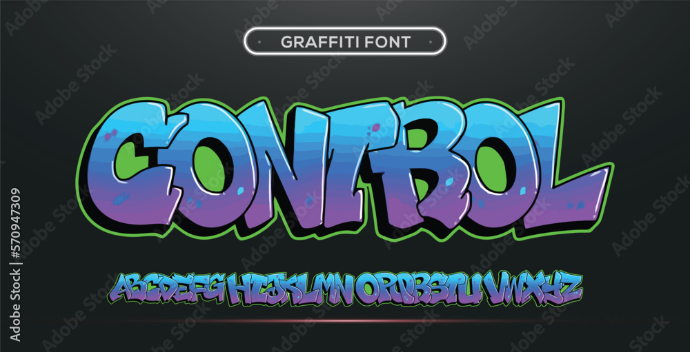 CONTROL Graffiti font effect, editable spray and street text style ...