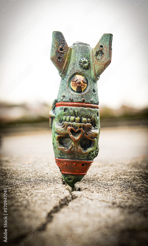 upside down nuclear bomb atom bomb with skeleton face world war 3 ...