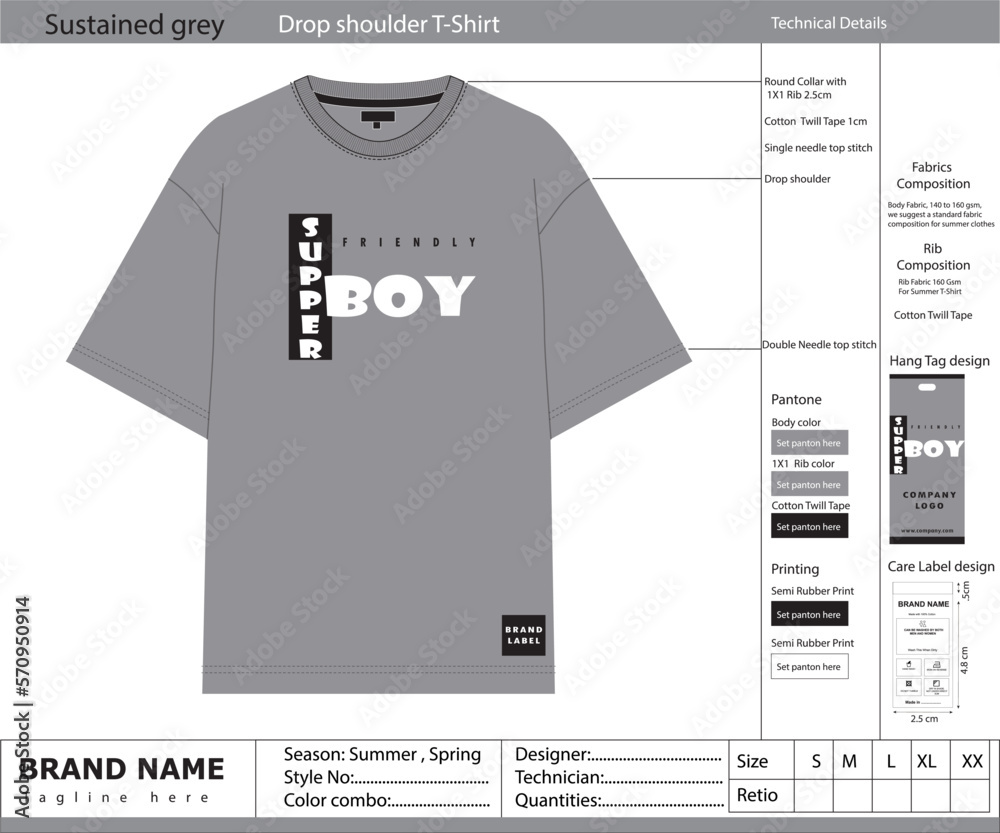 T-shirt tech pack design for ready to Sample Stock Vector | Adobe Stock