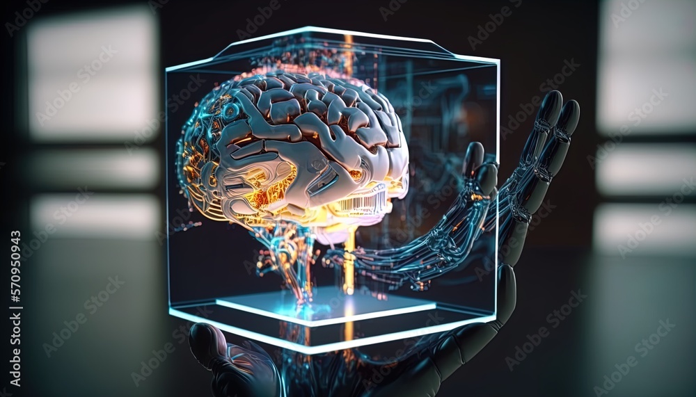 Robot Controls A Human Brain Hologram Digitalization Business