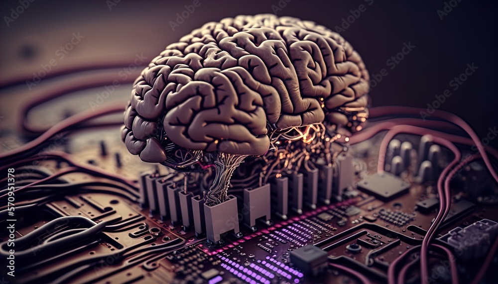 Human Brain As A Microchip Illustration Digitalization Business