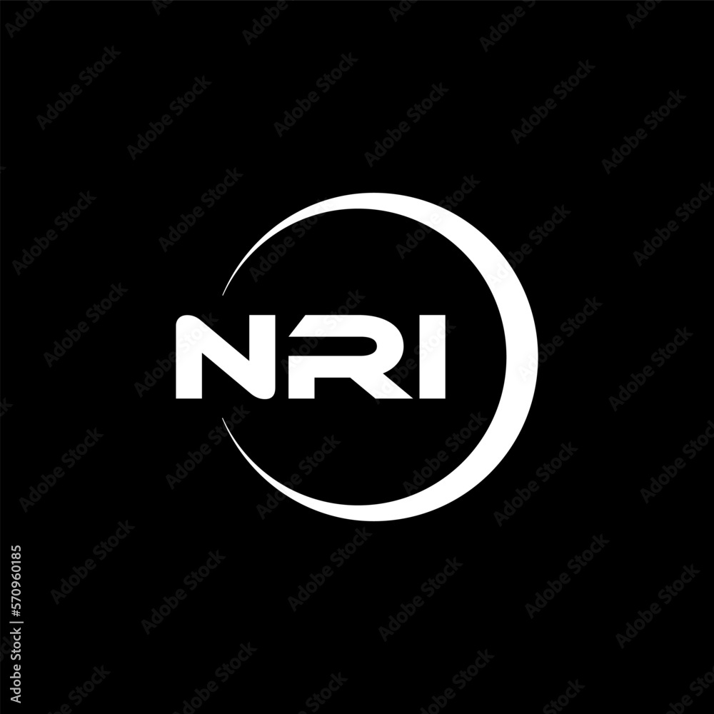 NRI letter logo design with black background in illustrator, cube logo ...