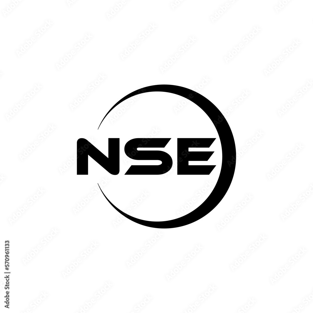 NSE letter logo design with white background in illustrator, cube logo ...